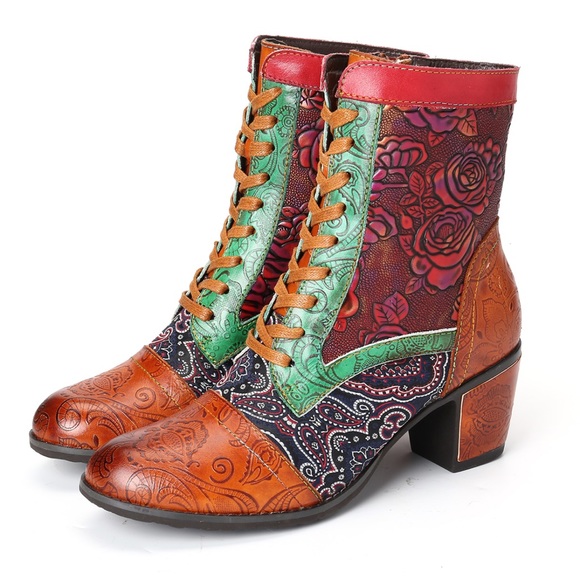 Shoes | Nwot Gracosy Multi Color Ankle Boots Size 42 | Poshmark